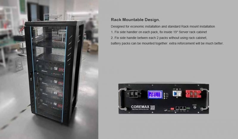 LiFePo4 19" Rack-Mount Li-Ion Lithium iron phosphate server rack Battery